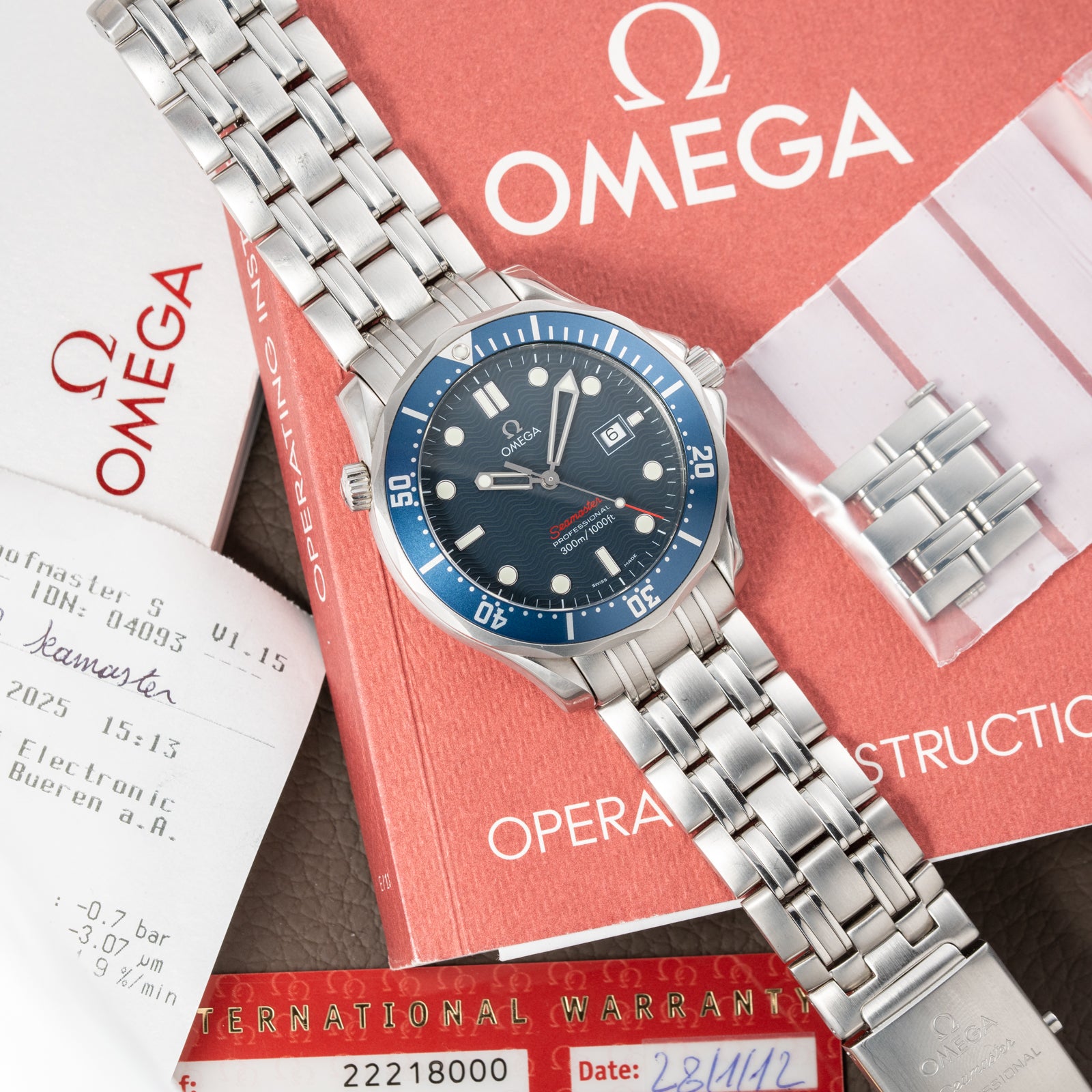 Omega Seamaster Quartz Blue Wave 300M Ref. 22218000 from 2012 with pap ...